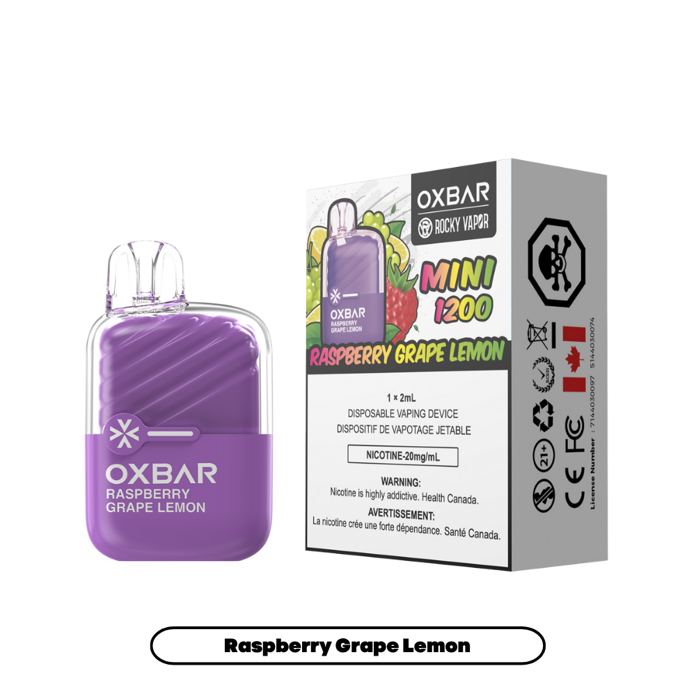 Rocky Vapor Oxbar Mini 1200 - Raspberry Grape Lemon (5pc/Carton) [Fede ...