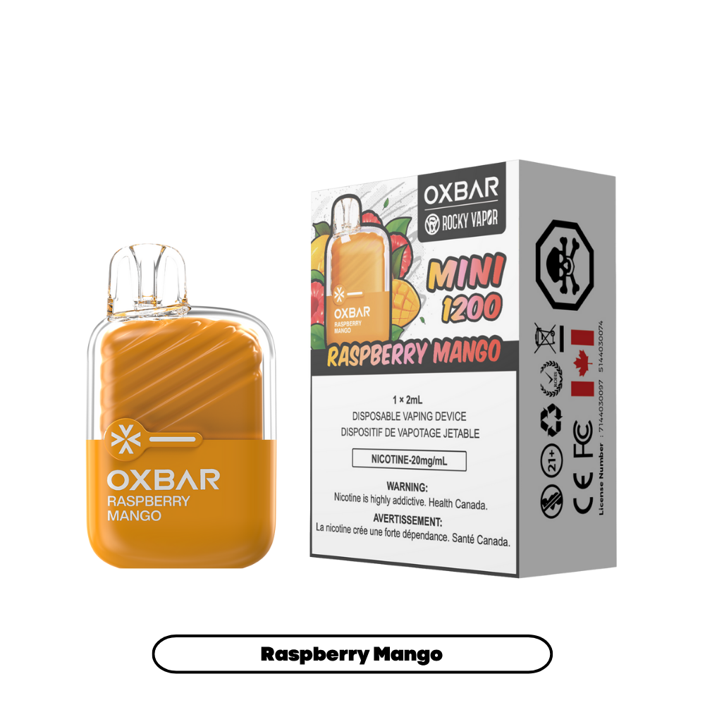Rocky Vapor Oxbar Mini 1200 - Raspberry Mango (5pc/Carton) [Federal ...