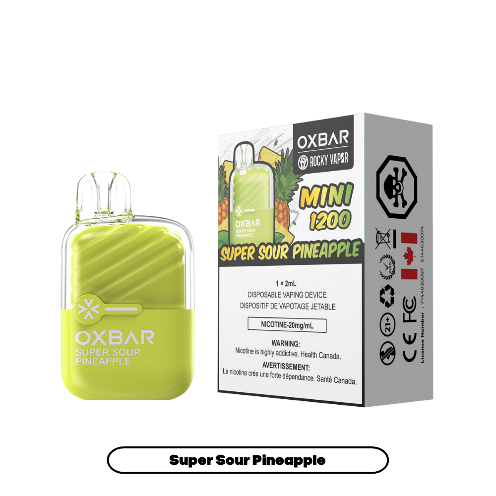 Rocky Vapor Oxbar Mini 1200 - Super Sour Pineapple (5pc/Carton) [Feder ...